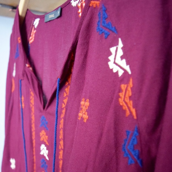 THML | Dresses | Thml Embroidered Burgundy Dress | Poshmark
